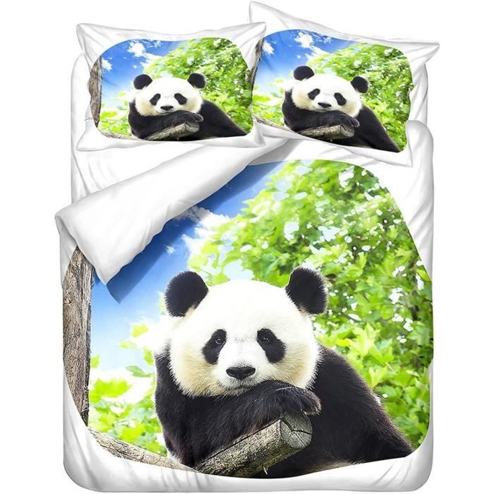 Parure de Lit Panda Noir et Blanc 3D Housse de Couette pour Enfants ...