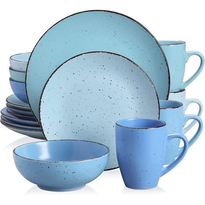 , Série Moda, Service de Table Complet en Céramique avec Spots ...