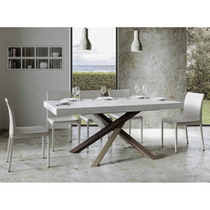 Table extensible 6 à 12 personnes blanche et pieds entrelacés 4 ...