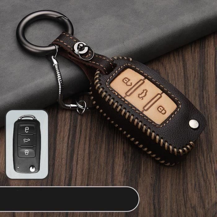 GM06474-Coque cléHousse de clé de voiture en cuir pour VW Polo Golf ...