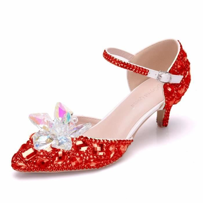 Chaussures de mariage à bout pointu escarpins de bal cendrillon Bride ...