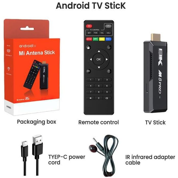 TV box multimedia M8 PRO Android 12.1 tv stick Media streamer Décodeur ...