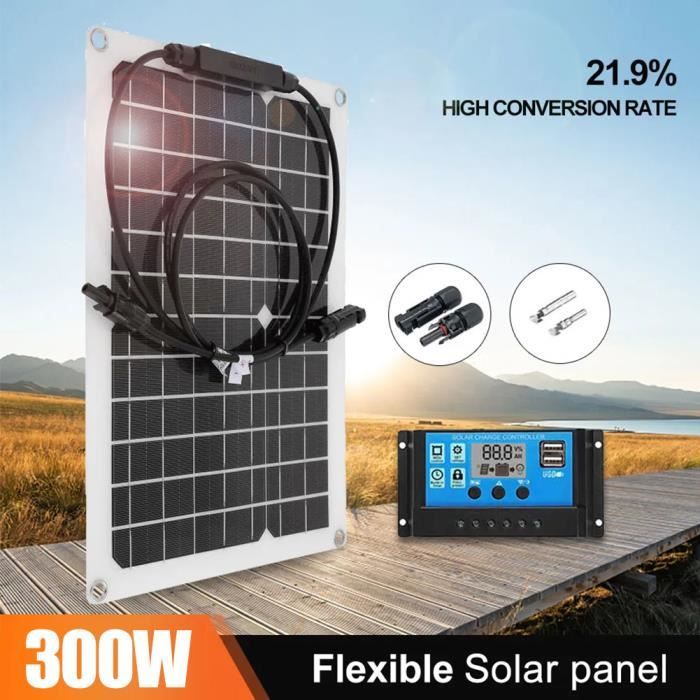 Kit de panneau solaire chargeur de panneau solaire 300W 18V avec contrôleur （100A）pour Caravan ...