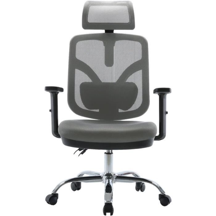 Chaise De Bureau Pivotante Jokasta Gris, Confortable Et Ergonomique ...