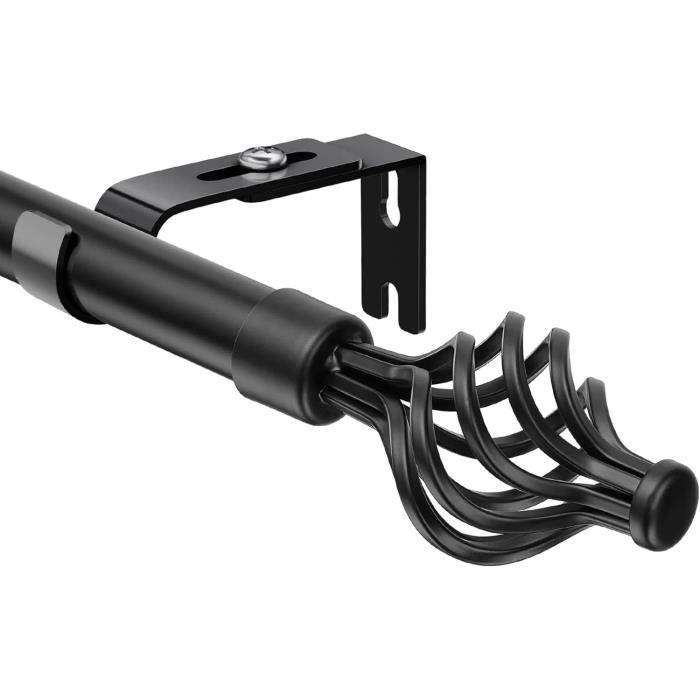 Tringles à Rideaux Noir, Tringle à Rideaux Extensible avec Embout Décoratif Amovibles, Diamètre ...