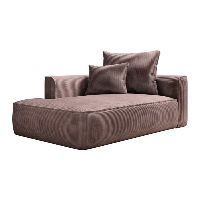 Méridienne gauche en velours côtelé rose PINETA - Cdiscount Maison