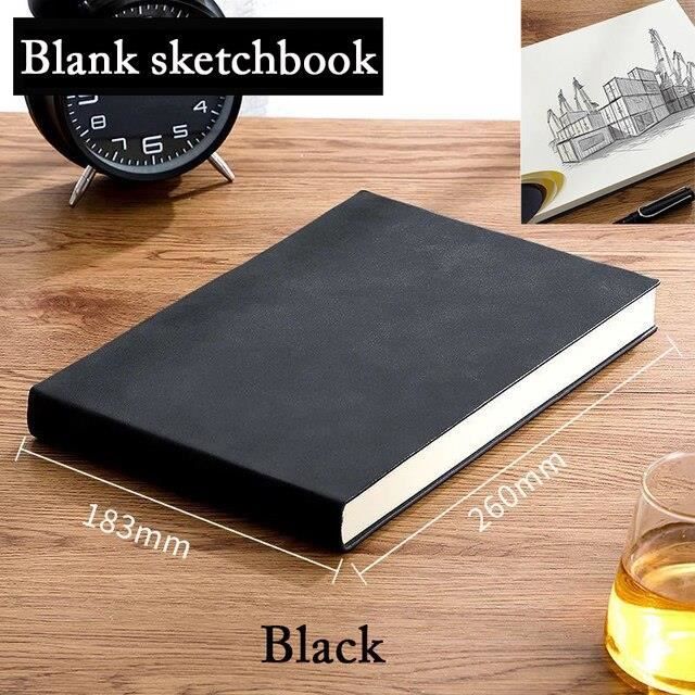 CAHIER,Black blank--Carnet de Notes Horizontal B5, marqueur de dessin ...