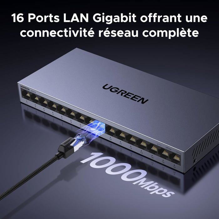 Switch Ethernet Gigabit 16 Ports - SWAPY - 10/100/1000 Mbps - Boîtier ...