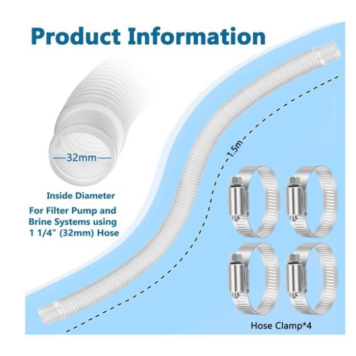 Tuyau pour Piscine Hors Sol - yd - 32mm - Flexible et Anti-fuite - Kit ...