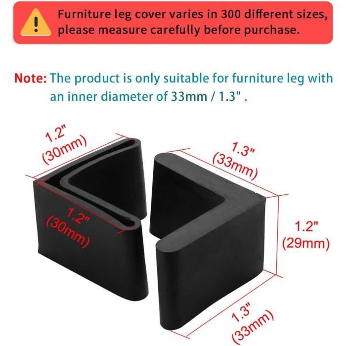 Sourcingmap 4Pcs Casquette Pieds Chaise Angle Fer Forme L Patin Meuble ...