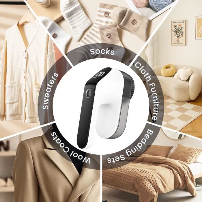 Rasoir Anti Bouloche, Électrique Appareil Affichage Numérique Led, Usb Rechargeable Portable ...