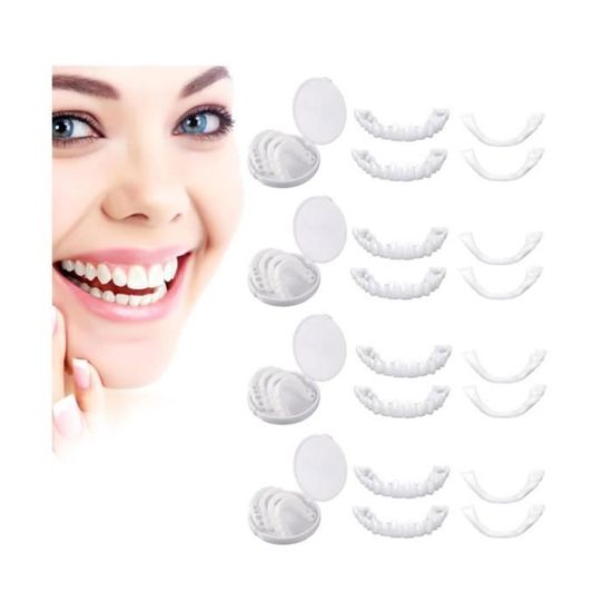 4 Pcs Dentier Provisoire Prothese Dentaire Dentier Fausse Dent Facette Dentaire A Poser Soi Meme ...