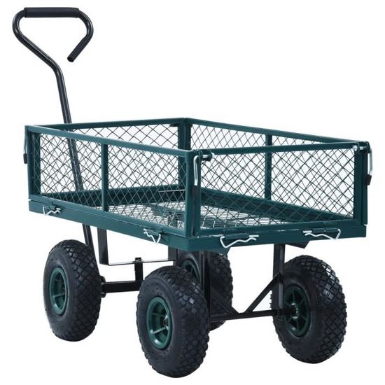 Chariot à main de jardin - AKOZON - AKO7646491477377 - Acier - Vert ...