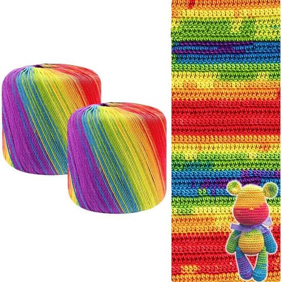 Fil À Crochet 80 G (40 G X 2), Dégradé De Couleur 100 % Coton, Fils De ...