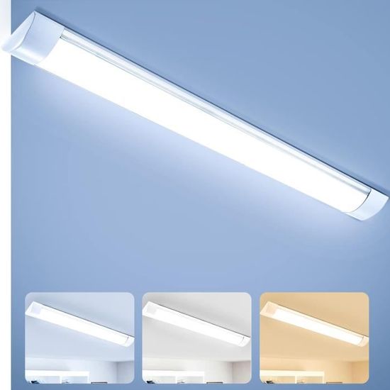 Réglette Led 90Cm, 48W 4800Lm Tricolore Tube Neon Led,Dimmable 3000K-4000K-6000K, Réglette Led ...