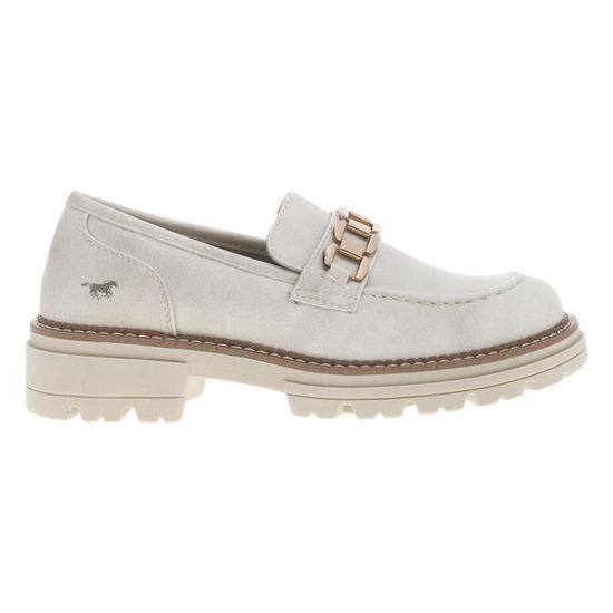 Mocassins talon décroché Mustang shoes femme beige Blanc cassé ...