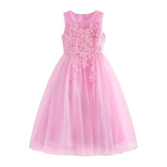Amzbarley Robe d'Été Fille Décoration Florale Robe De Banquet En Tulle ...
