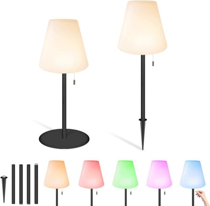 Lampadaire Extérieur Dimmable Rechargeable LED Lampes de Table sans Fil avec RGB Couleurs IP44 ...