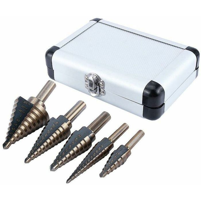 5pcs Step Drill Bits Titanium Taper Stepped Power Tool Avec Box Box ...