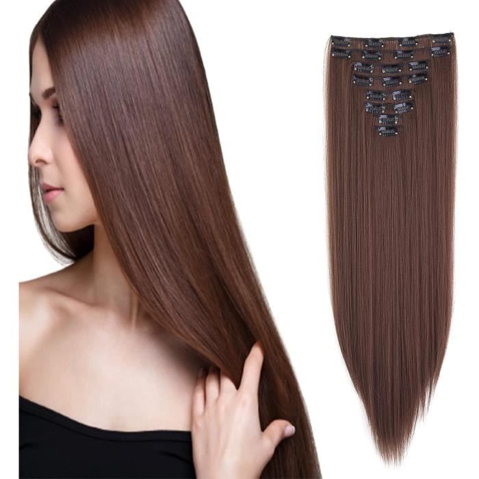 Extension A Clip Cheveux Naturel Lisse Extensions Cheveux Synthetique Clips 8 Pieces Clip In Hair Extension Postiche Longue J4067 Cdiscount Au quotidien