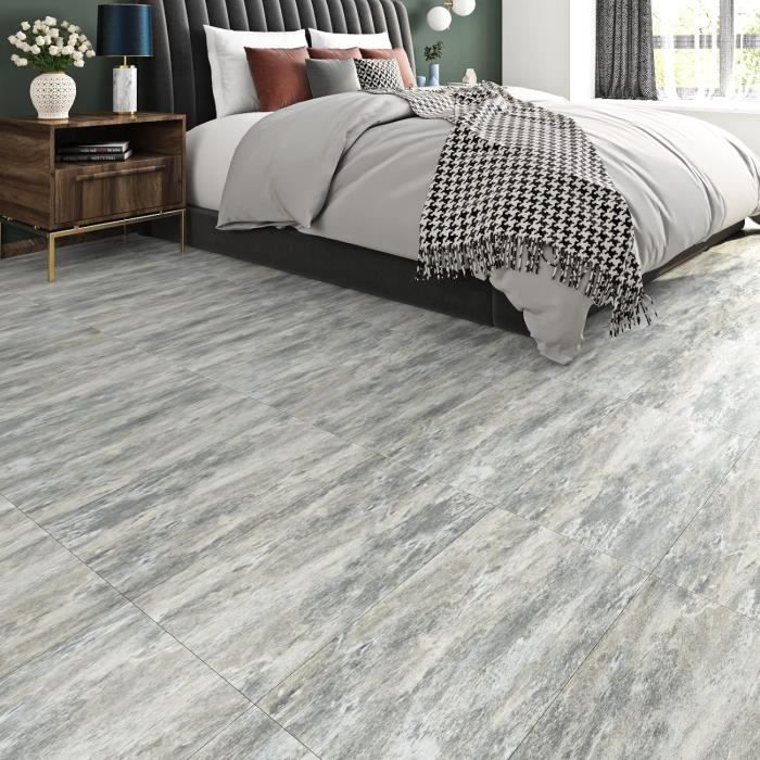 Sol Pvc Adhesif Revêtement De Sol Effet Béton 30X60Cm 5 Dalles Pvc ...