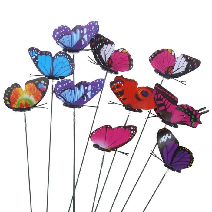 Décoration de jardin - Multicolore - Piquets en forme de papillon - 10 ...
