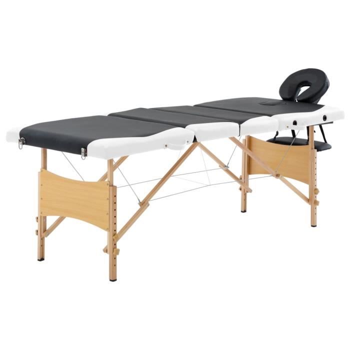 Table De Massage Pliable 4 Zones Bois Noir Et Blanc Cdiscount Santé