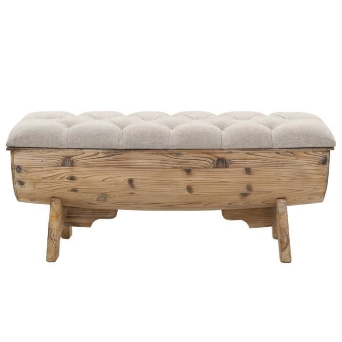 Banc de rangement Bois massif et tissu 103 x 51 x 44 cm -PAT HILILAND ...