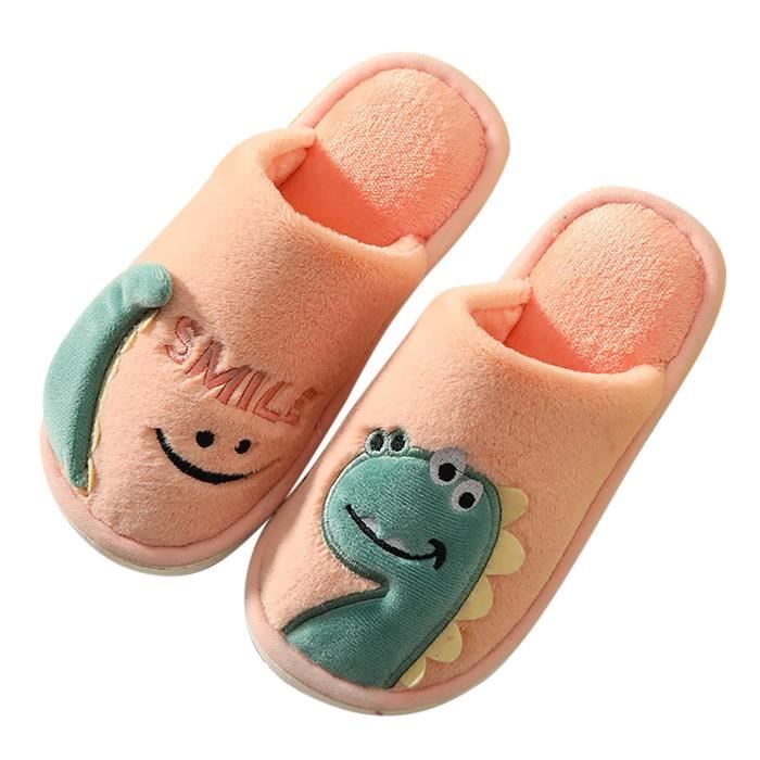 Hiver chaud maison enfants coton pantoufles mignon dinosaure motif ...
