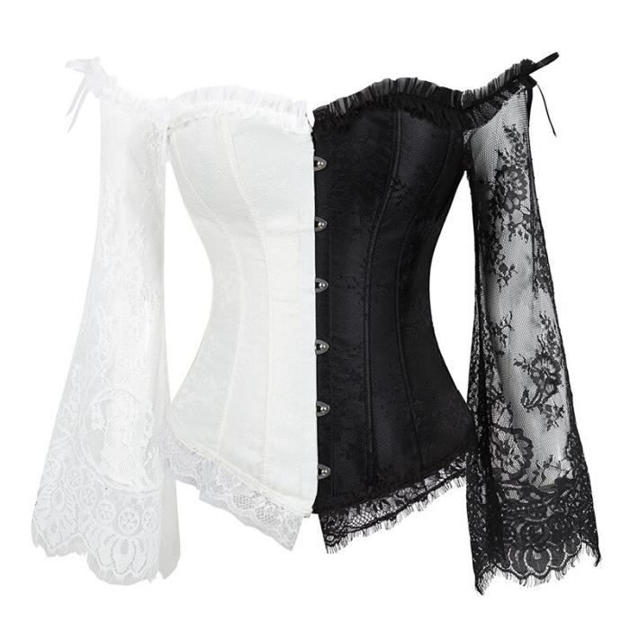 Bustier femme,Corset en dentelle à manches longues pour femmes,bustier ...