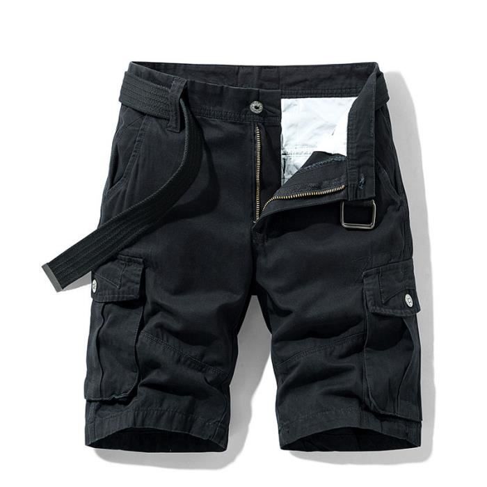 Short,Short Baggy à poches multiples pour homme, court kaki, en coton ...