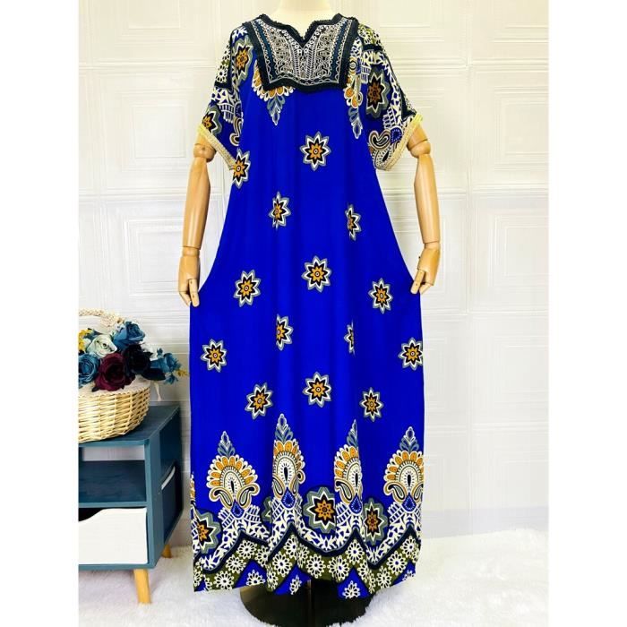 Musulman Dashiki Robe Africaine Courte Imprimé Floral Coloré Boubou Col ...