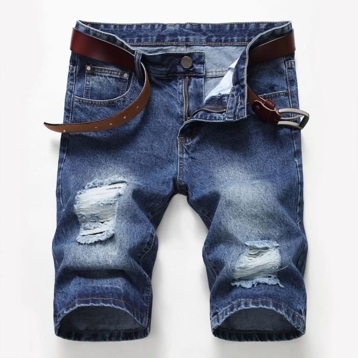 Short en jean déchiré pour homme Short en jean délavé extensible Cut ...