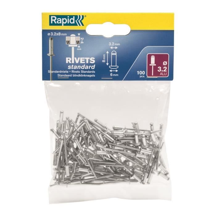 RAPID Rivets standards 3,2x8mm en aluminium - Cdiscount Bricolage