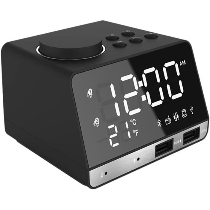 Réveil Avec Chargeur Usb Bluetooth Fm Radio De Chevet Petite Stéréo 2 ...