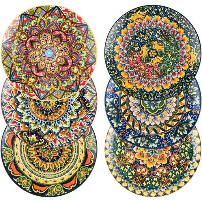 Assiettes Dessert Assiette À Salade-Fruits-Snack Style Bohème De 21 X ...