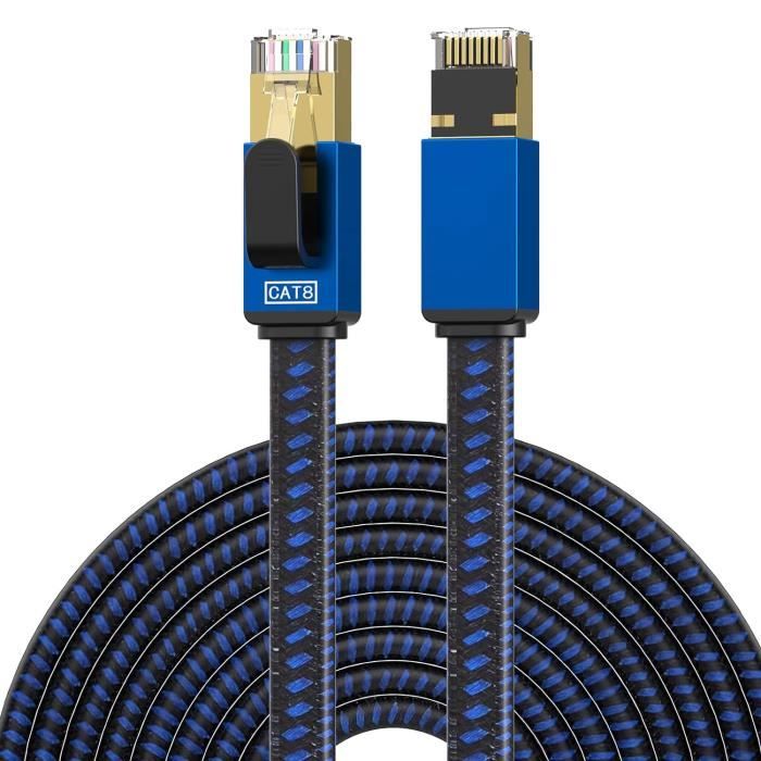 Cable Ethernet Cat8 5M cordon de raccordement LAN tressé en nylon haute ...