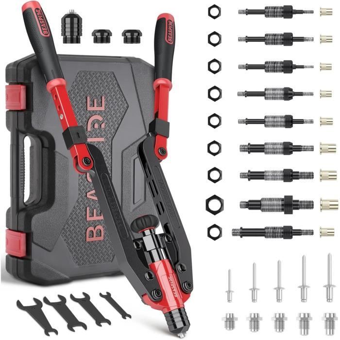 21" Rivet Nut Tool Pince à Rivets 2 en 1, Rivets Kit Riveteuse à Longue Poignée Pliable avec 9 ...