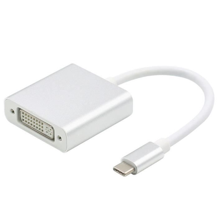 Argent Câble adaptateur USB C 31 mâle vers DVI femelle convertisseur ...