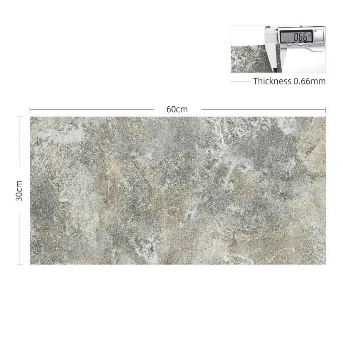 Sol Pvc Adhesif Revêtement De Sol Effet Béton 30X60Cm 5 Dalles Pvc ...