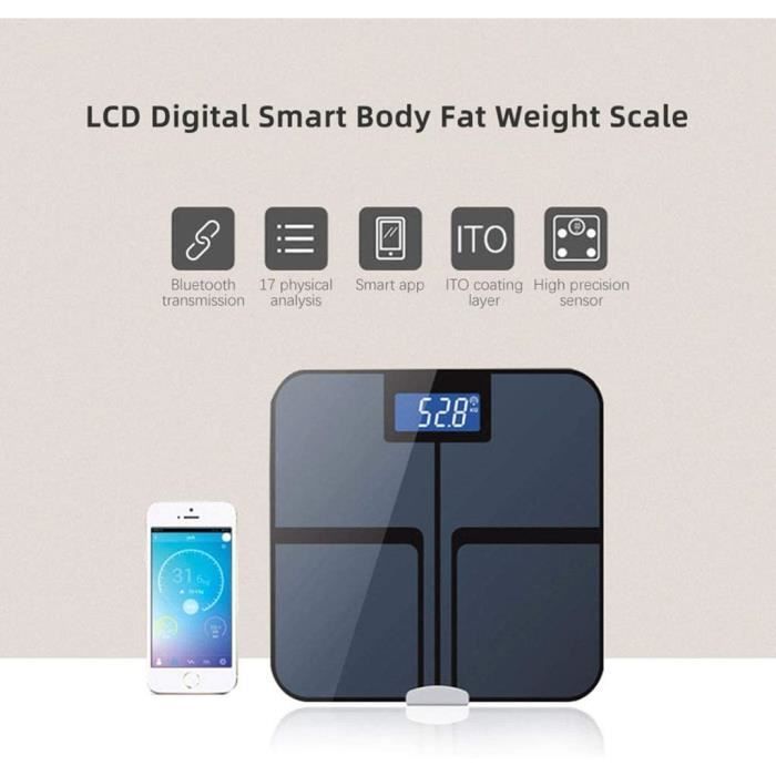 Smart Touch Bluetooth Poids Mesure Scales Lcd Numérique 3-180 Kg De ...