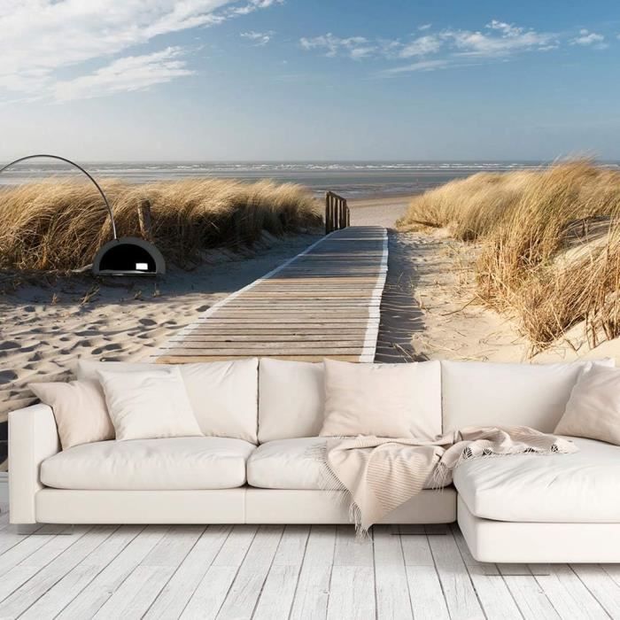 Papier Peint Intissé Plage Mer 200X140 Cm - Panoramique Image Xxl ...