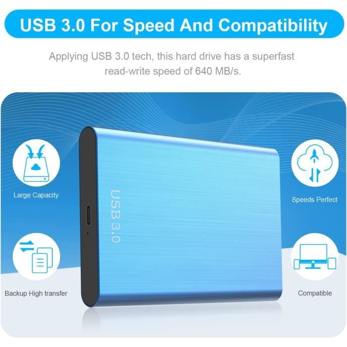 Disque Dur Externe 1To,Usb3.0 Sata, Stockage Hdd Pour Pc, Mac ...
