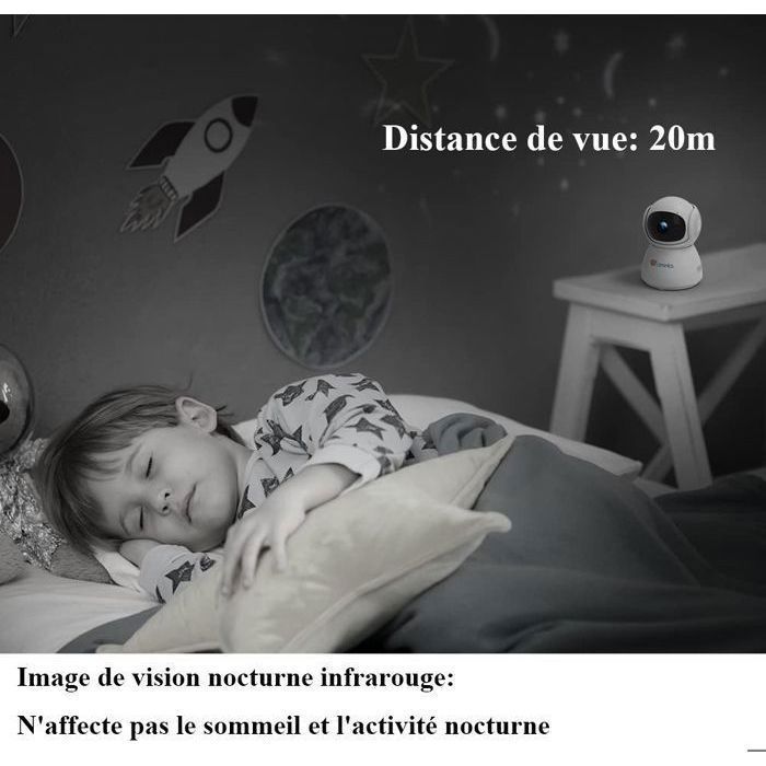 Ctronics 5MP Caméra Surveillance Intérieur WiFi 2.4/5Ghz 360° PTZ Détection Humaine Mouvement ...