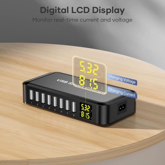 Chargeur Usb, 8-Port Station De Charge Usb, Chargeur Usb Multiples Avec ...