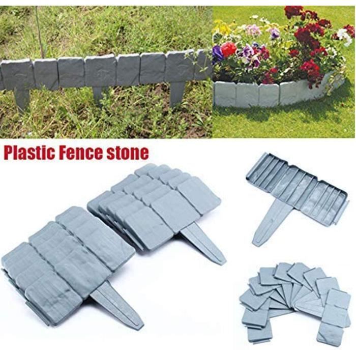 10 Pièces Bordures De Gris Effet Pierre Pavée Bordure De Pelouse ...