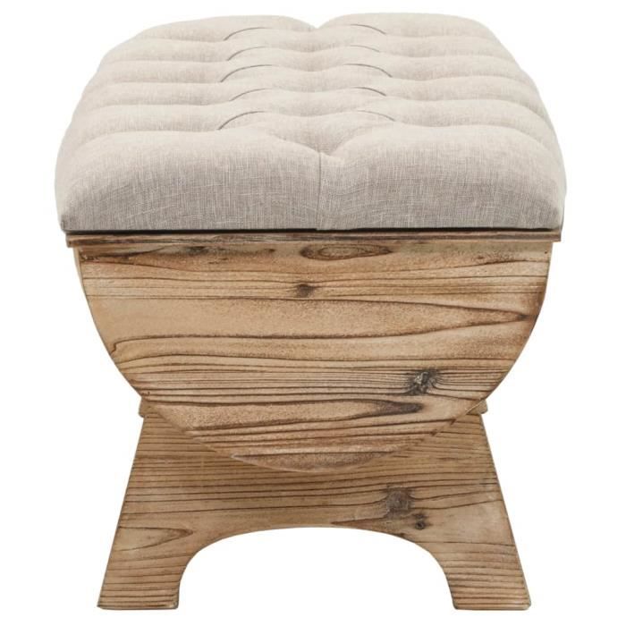 Banc de rangement Bois massif et tissu 103 x 51 x 44 cm -PAT HILILAND ...