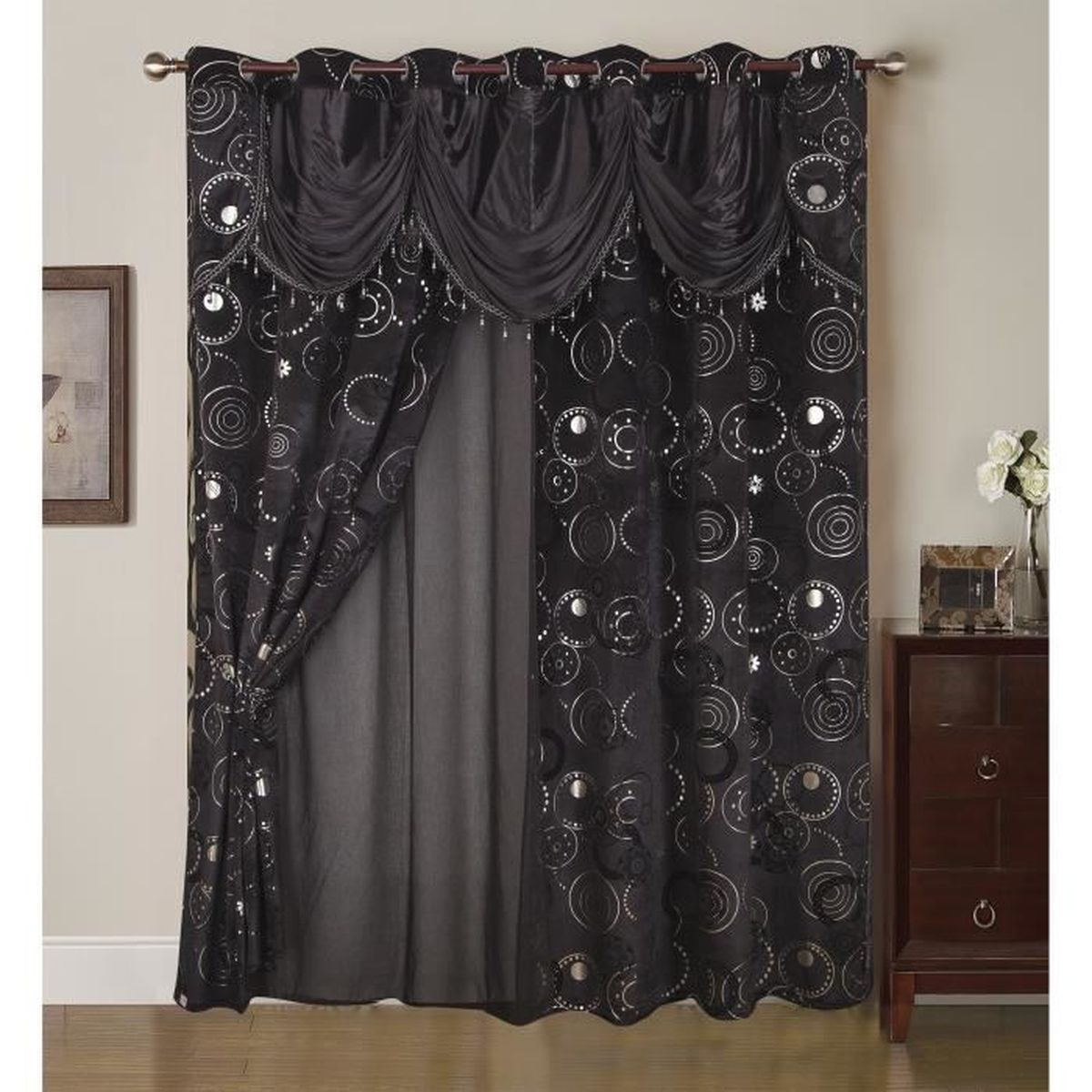 DOUBLE RIDEAUX ORIENTAL - ÉLÉGANCE - NOIR - Cdiscount Maison