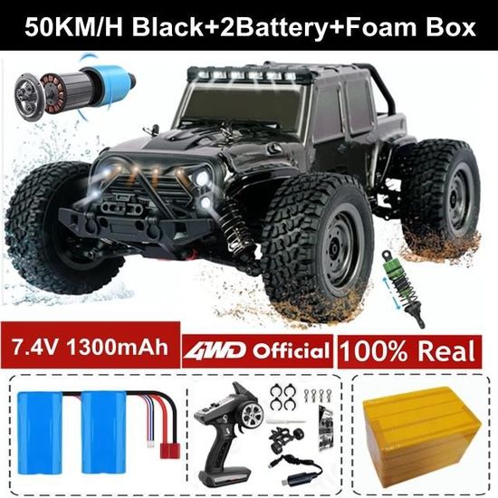 50KM Noir 2Batterie - Voiture télécommandée tout terrain super sans balais pour enfants et ...