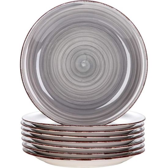Assiette Plate à Dîner, Assiette Grande en Céramique 8 Pièces- 27cm ...